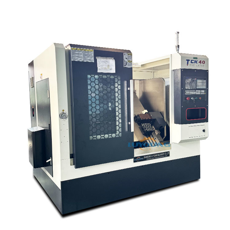 Flat Bed Cnc Lathe TCK40 Gang Type Tool Holder And Flying Cutting Head ...