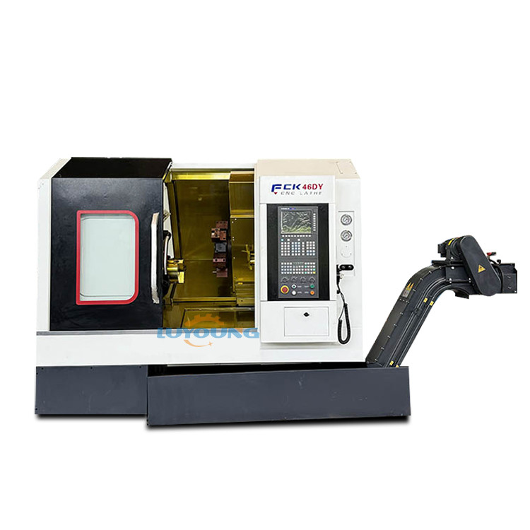FCK46DY High Accuracy Flat Bed Lathe Machine Hydraulic Chuck With Chip ...